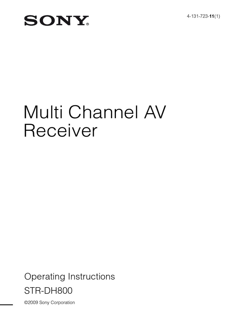 Sony STR-DH800 User Manual | PDF | Hdmi | Videocassette Recorder