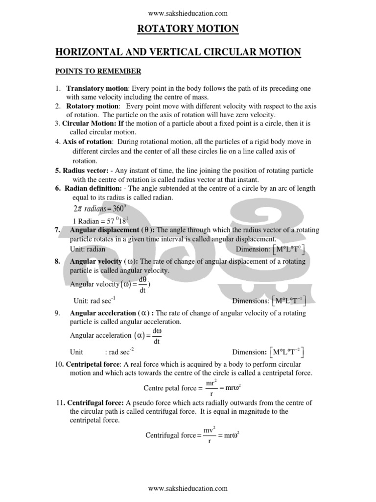 Tension in Vertical Circular Motion | PDF | Rotation Around A Fixed ...