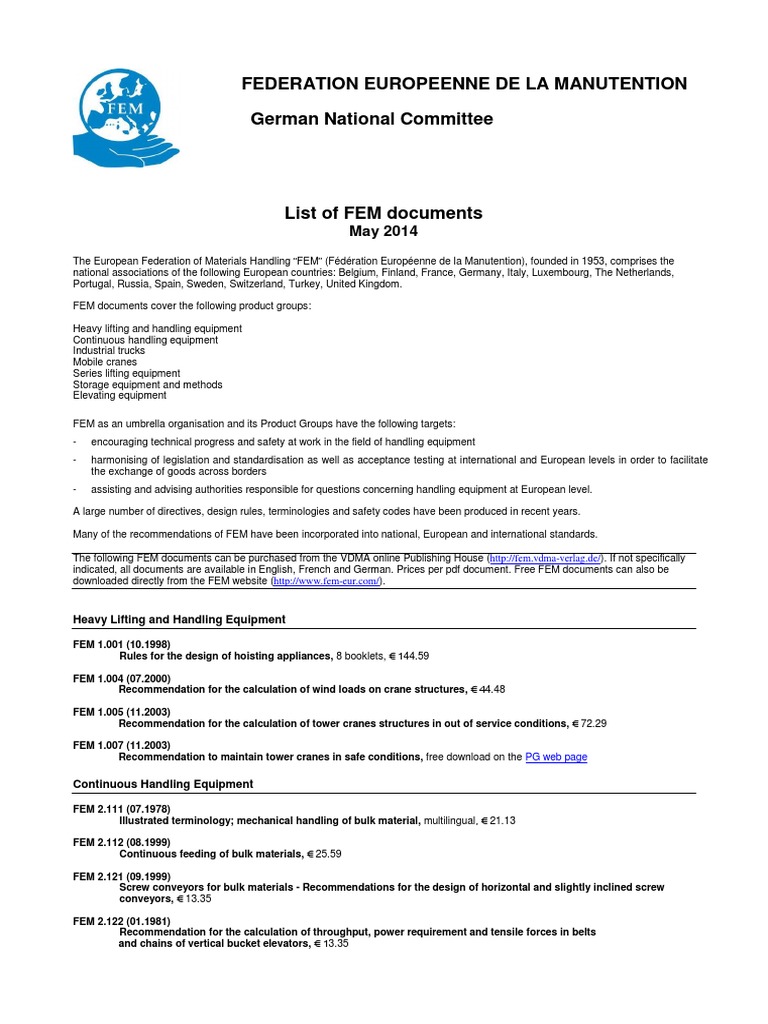 List of FEM Documents 2014 | PDF