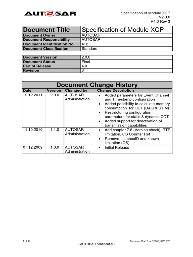 Autosar Sws XCP | PDF | Application Programming Interface ...