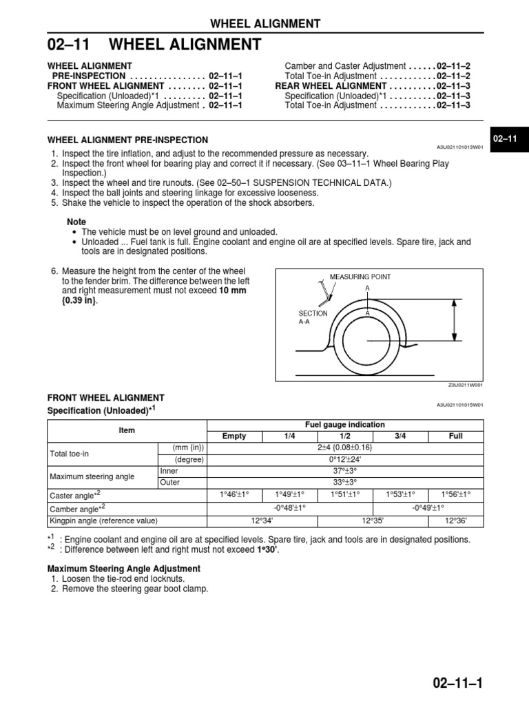 Wheel Alignment Pdf Steering Tire