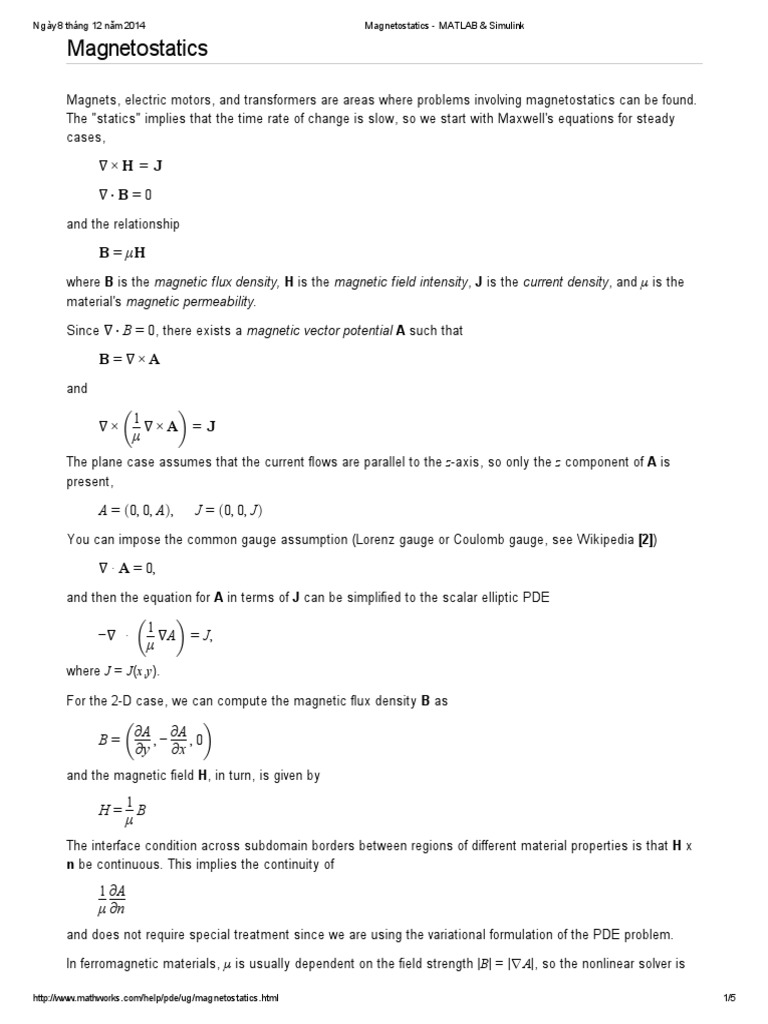 Magnetostatics with MATLAB Guide | PDF | Magnetic Field | Inductor