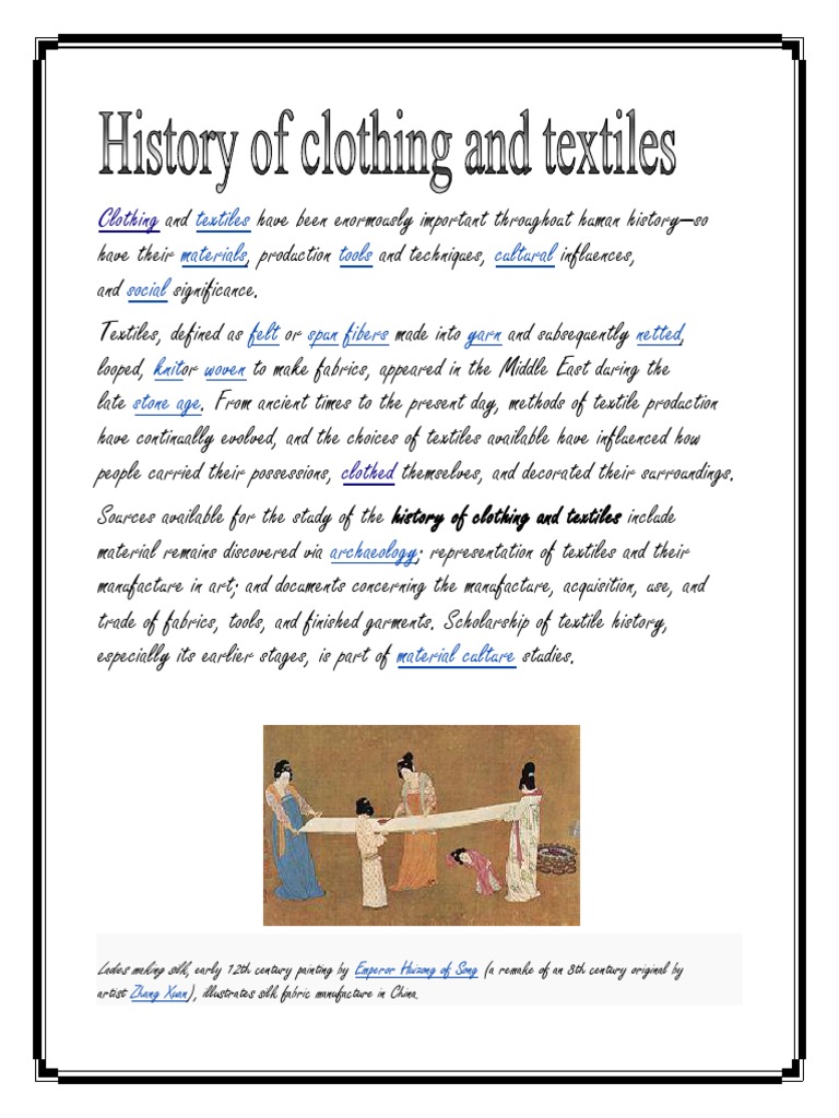 The Evolution of Textiles and Clothing Production from Prehistoric ...