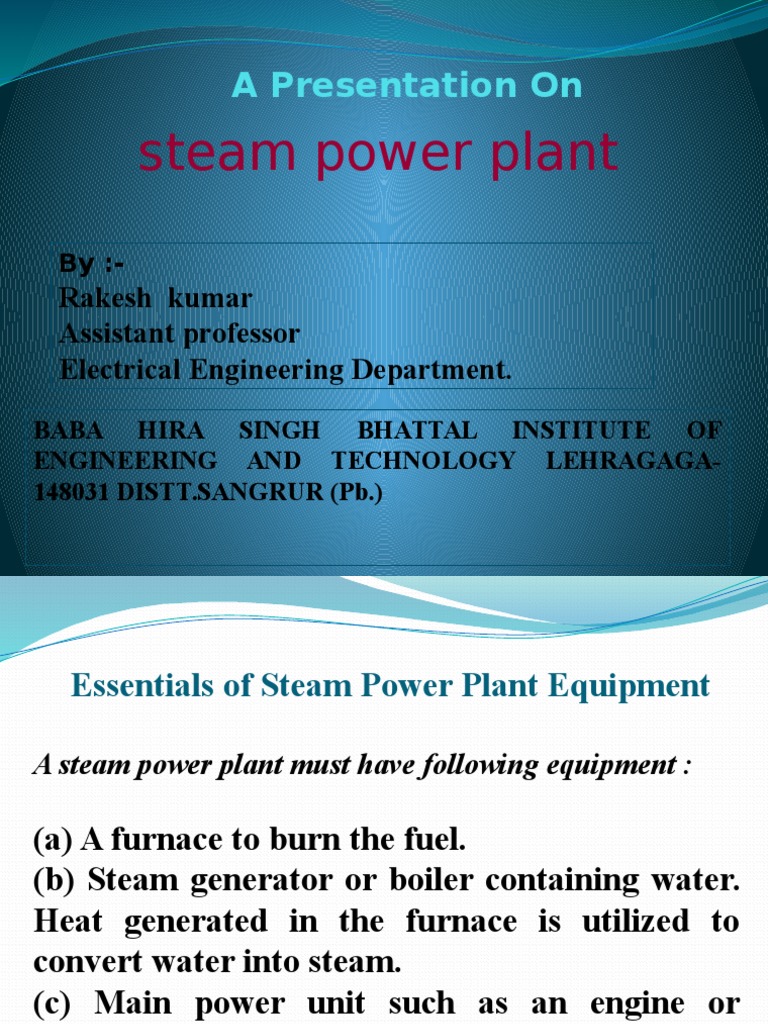 2013edusat Lecture On STEAM PLANT | PDF | Boiler | Steam