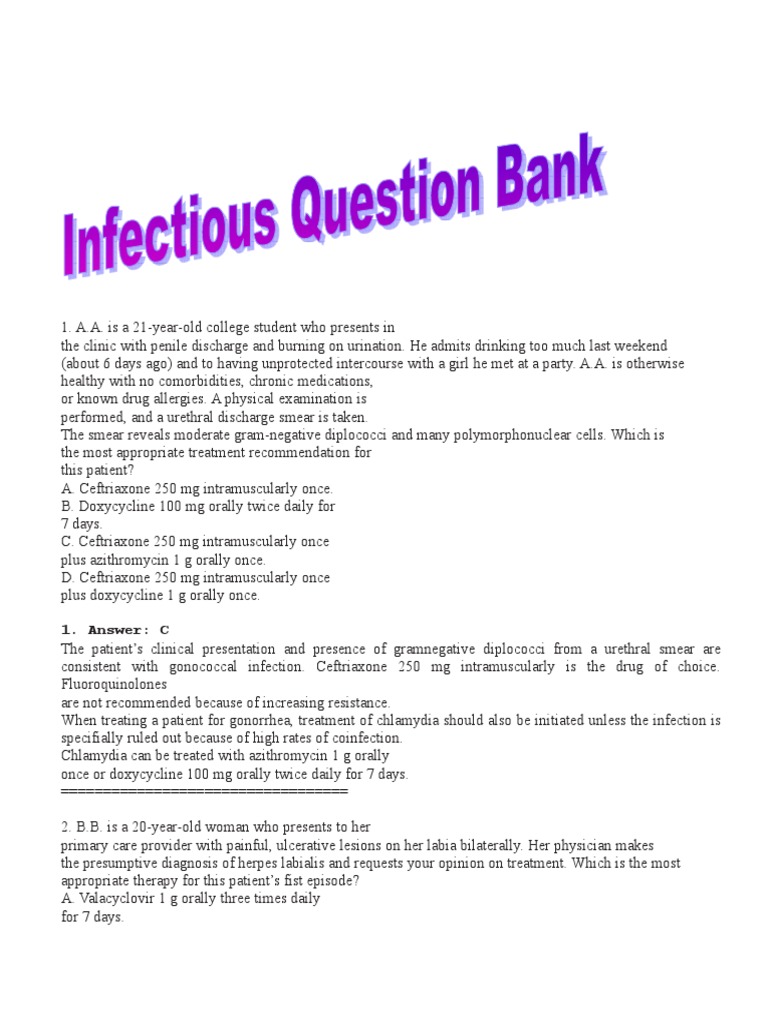 Infectious Question | Download Free PDF | Urinary Tract Infection ...
