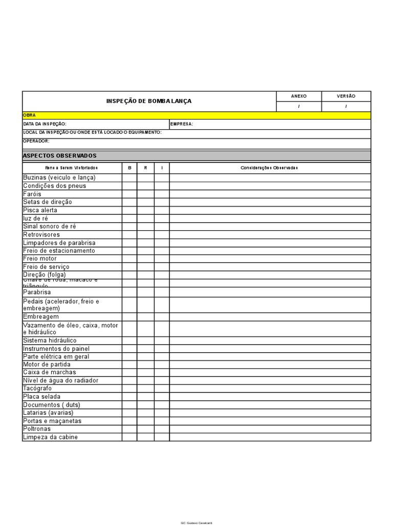 Check List Bomba Lanca | PDF