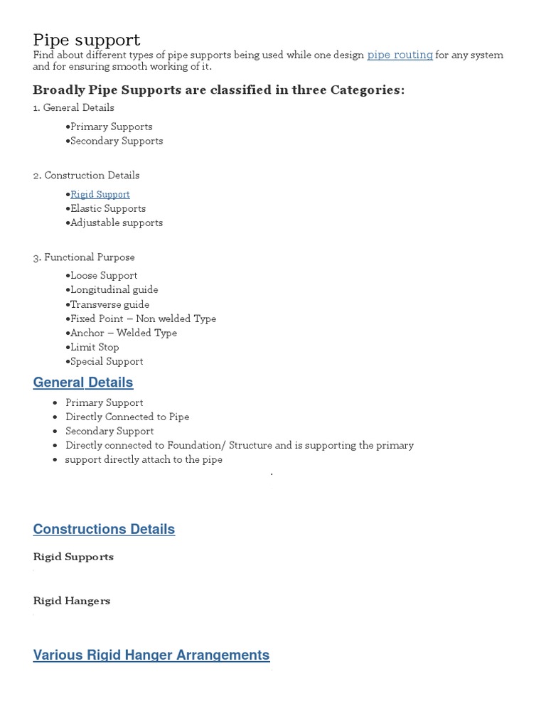 Pipe Support | PDF | Pipe (Fluid Conveyance) | Applied And Interdisciplinary Physics