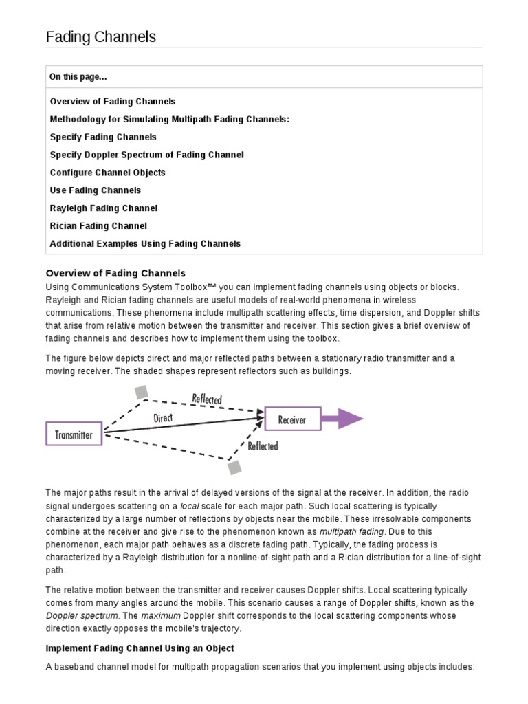 MATLAB-Simulink-Fading Channels PDF | PDF | Signal To Noise Ratio | Channel (Communications)