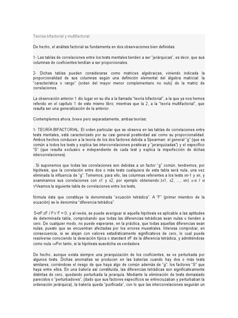 Análisis Factorial: Teorías Bifactorial y Multifactorial | PDF | Vector Euclidiano | Análisis ...