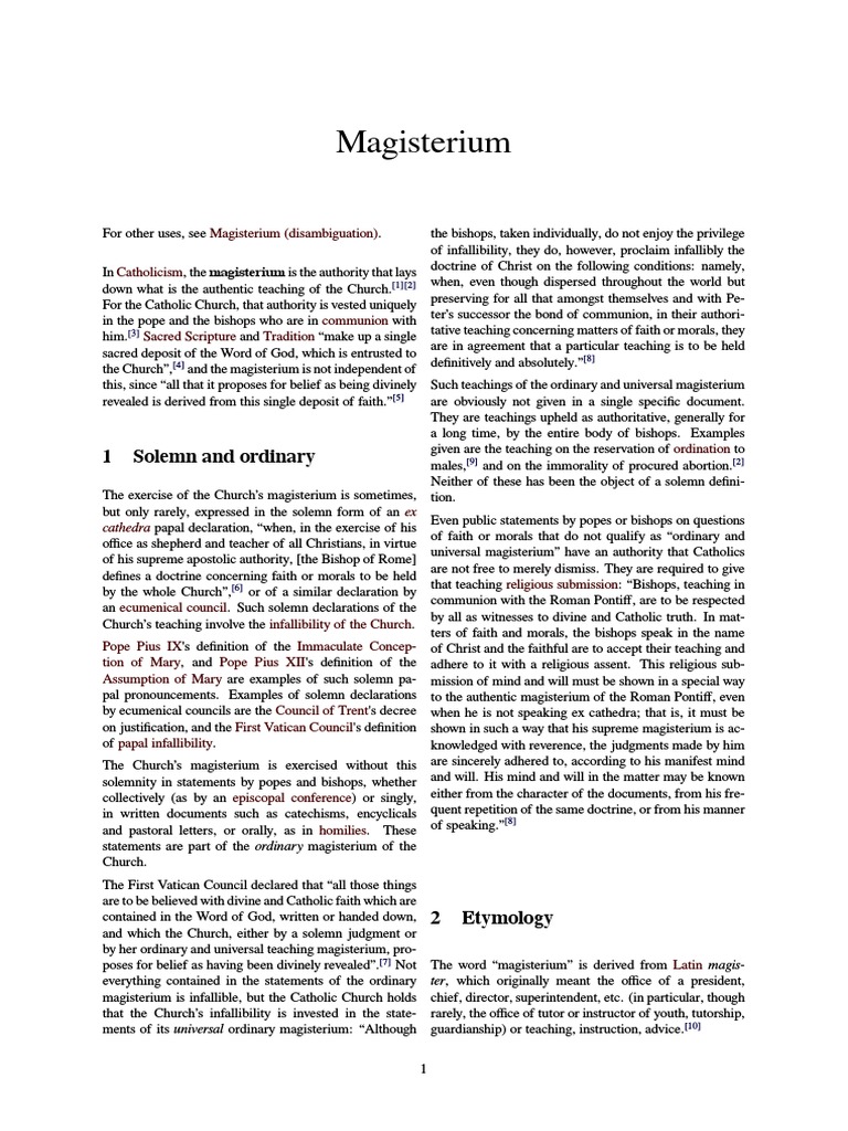 Magisterium | Pope | Catholic Church