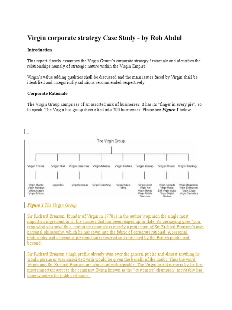 Virgin Corporate Strategy Case Study Final | PDF | Top Down And Bottom ...