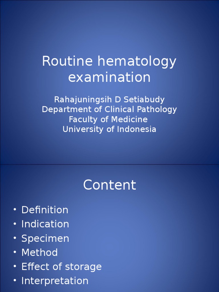 Routine Hematology Examination | PDF