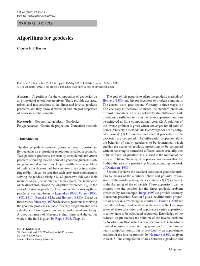 Algorithms For Geodesics | PDF | Geometry | Differential Geometry