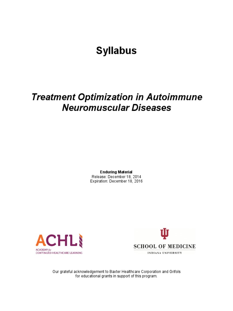 Autoimmune Neuromuscular Disease Treatment | PDF | Physical Therapy ...