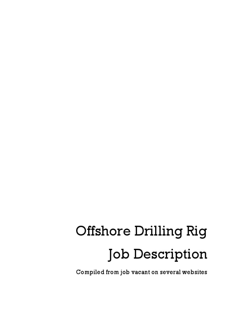 Offshore Drilling Rig Job Description | PDF | Drilling Rig | Blowout ...