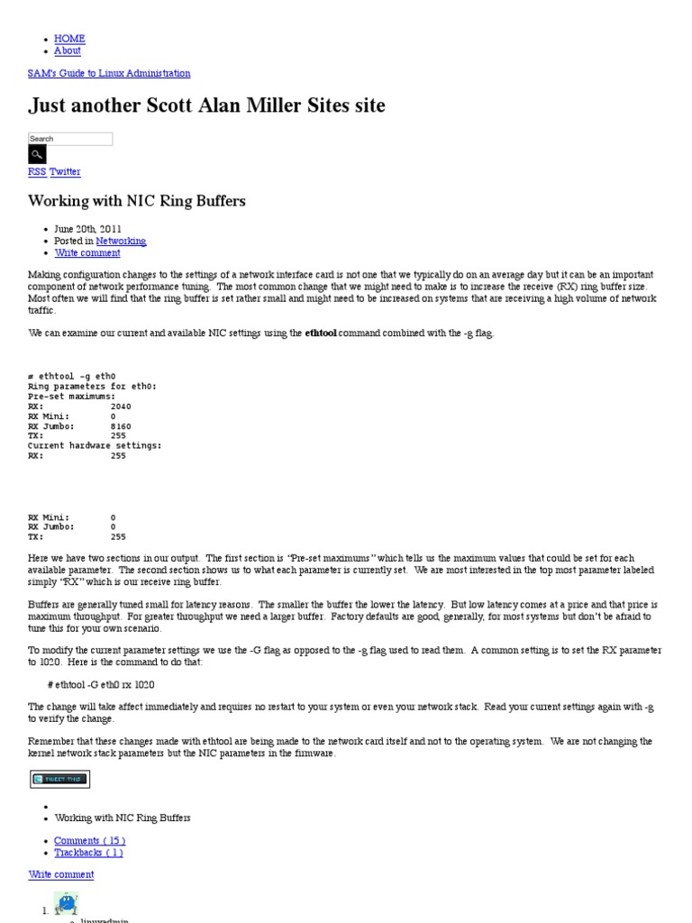 Working With NIC Ring Buffers - SAM's Guide To Linux Administration | PDF | Latency (Engineering ...