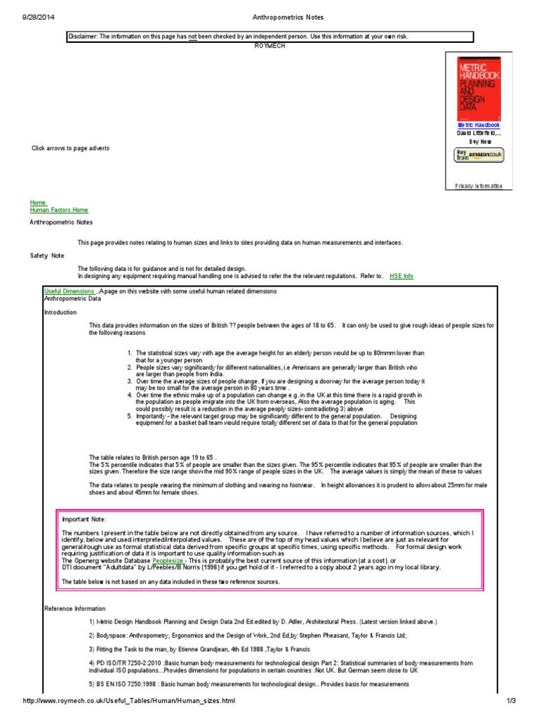 Anthropometrics Notes Pdf Anthropometry Computing And Information