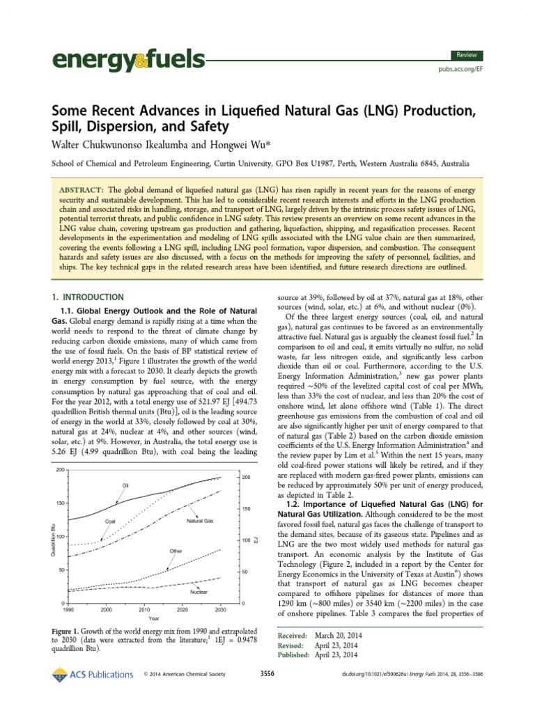 Some Recent Advances in Liquefied Natural Gas (LNG) Production, Spill ...