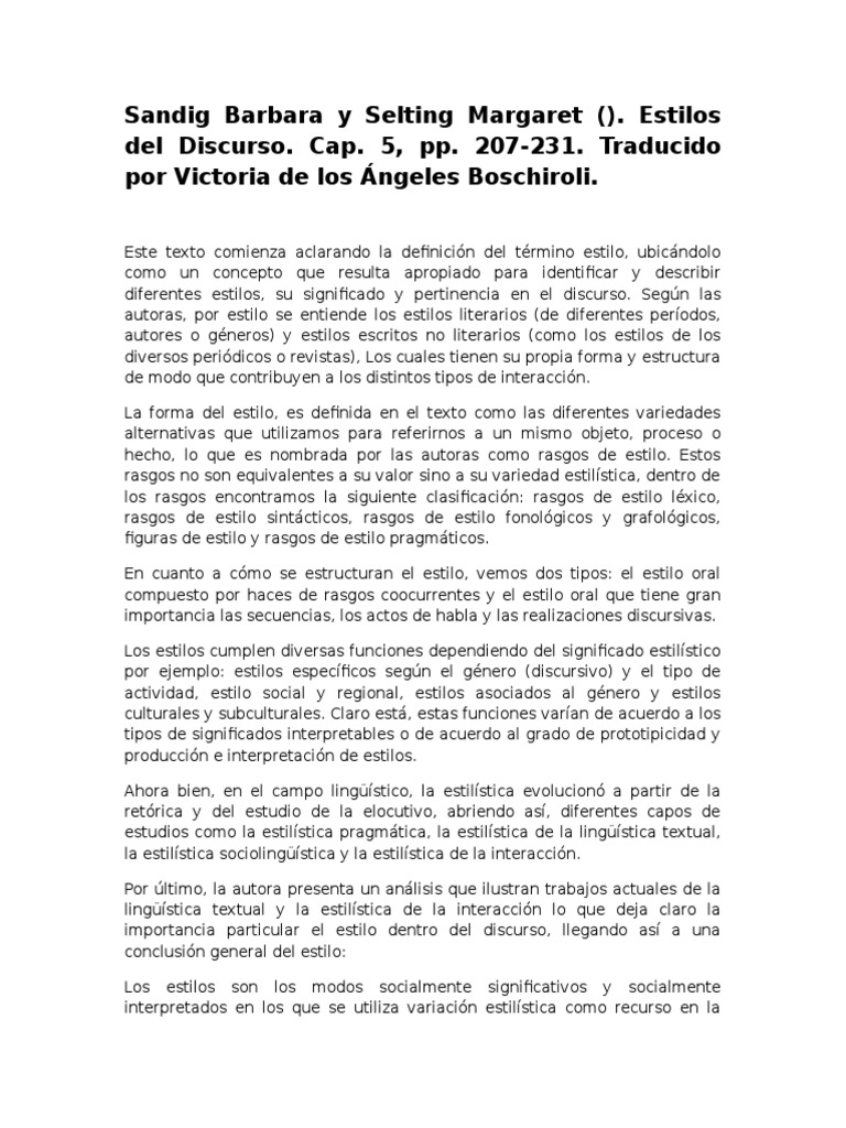 Estilos Del Discurso | PDF | Lingüística | Comunicación humana