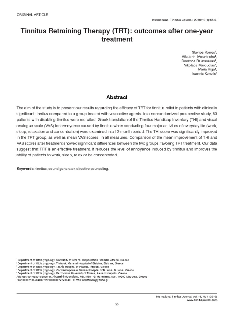 Tinnitus Retraining Therapy | PDF | Tinnitus | Cerebral Cortex