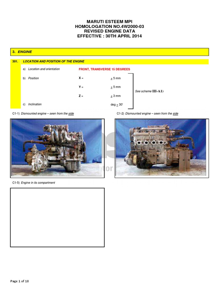 Maruti Esteem MPI Engine Specifications | PDF | Piston | Systems ...