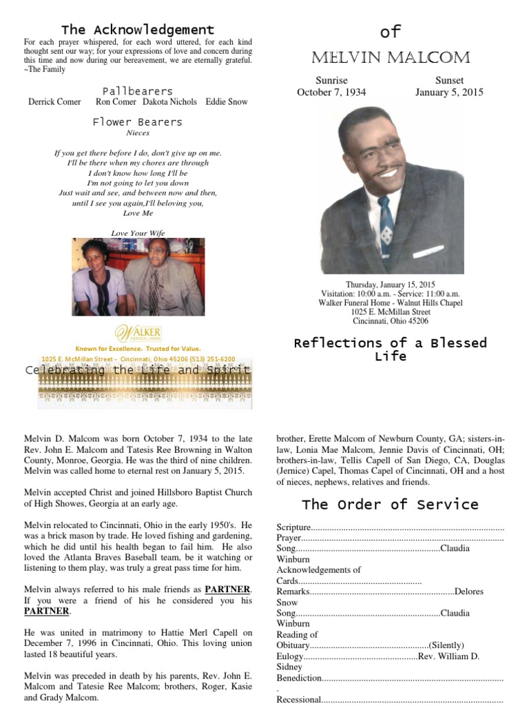 Melvin Malcolm | PDF | Religious Behaviour And Experience | Funeral