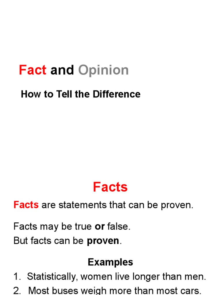 Distinguishing Facts from Opinions | PDF | Language Arts & Discipline ...
