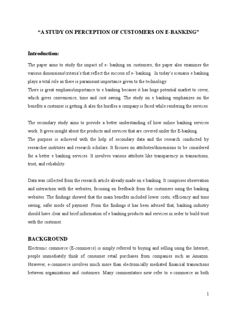 Executive Summary of e Banking- | Online Banking | Debit Card