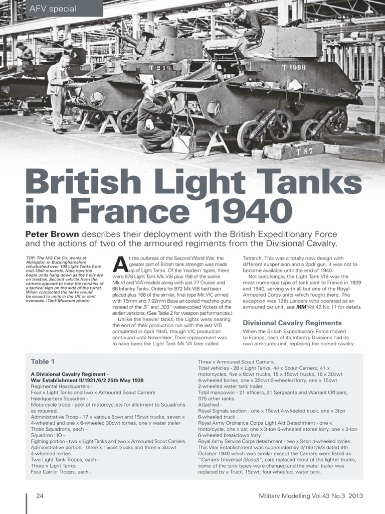 BEF 1940 Light Tanks | PDF