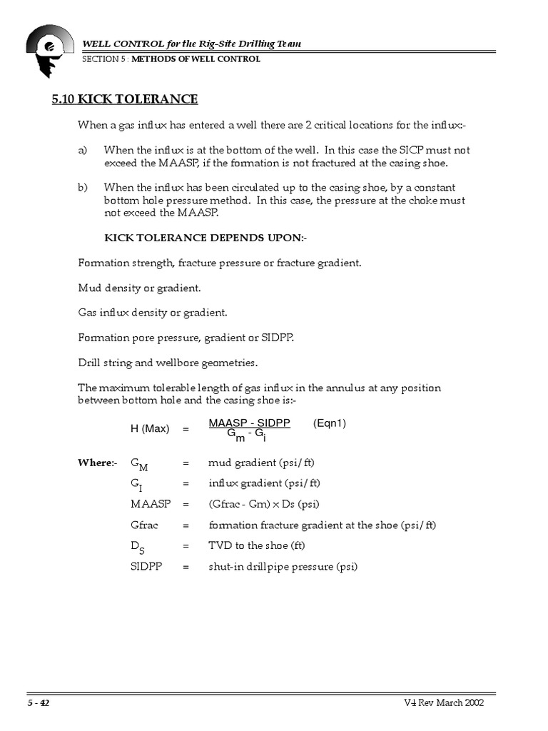 Kick Tolerance | PDF | Industrial Processes | Gases