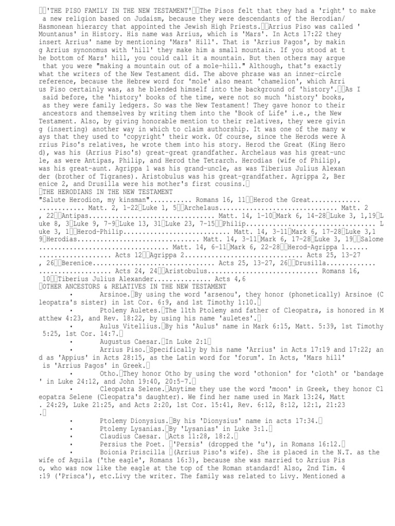 The Piso Family NT | PDF | Herod Antipas | Caesar (Title)