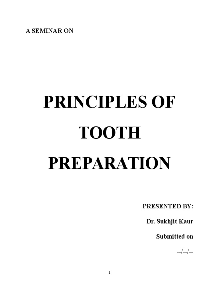 Principles of Tooth Preparation | PDF | Mouth | Dentistry Branches
