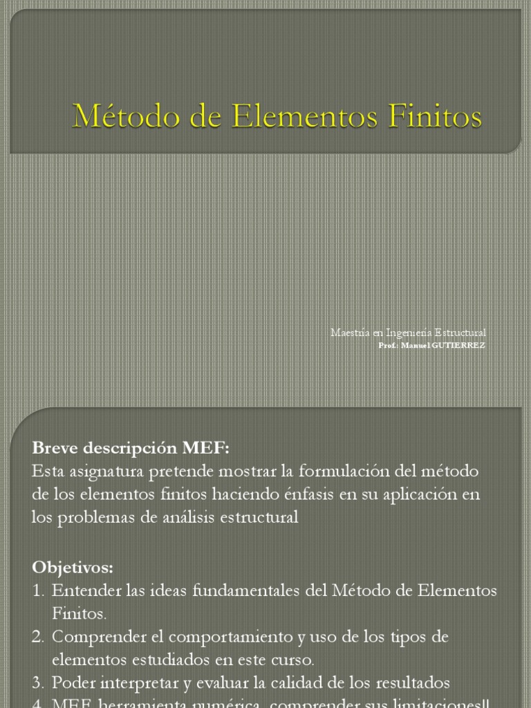 Elementos Finitos. Intro Basica | PDF | Elasticidad (Física) | Método ...