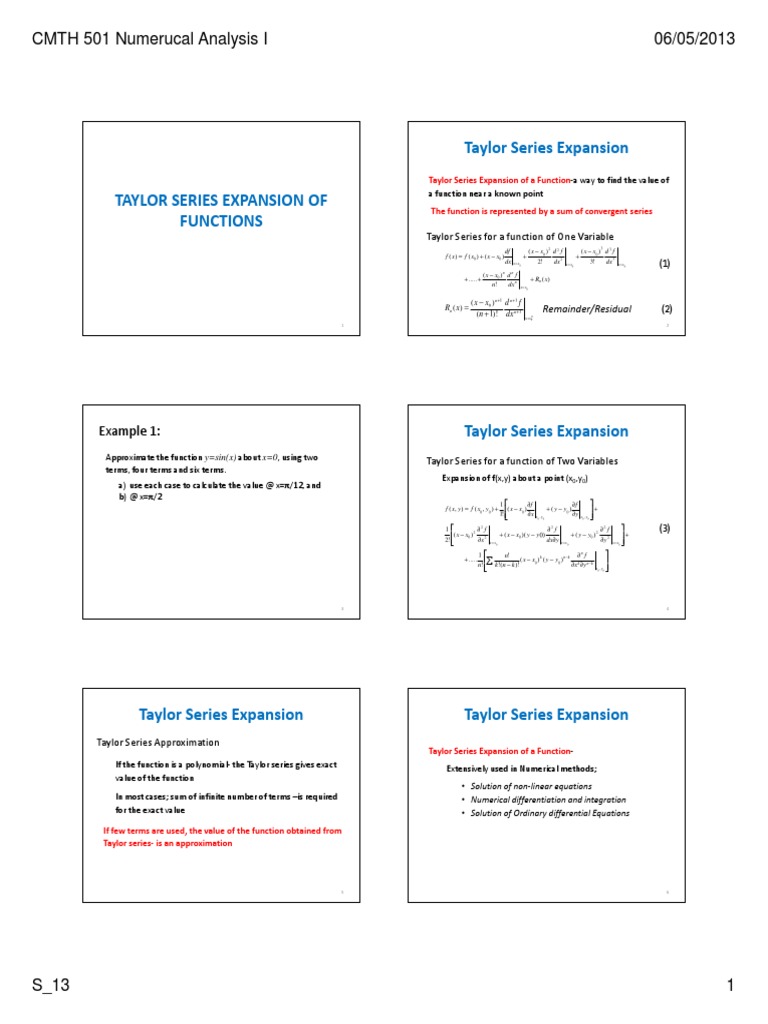 Numerical Analysis: Taylor Series | PDF