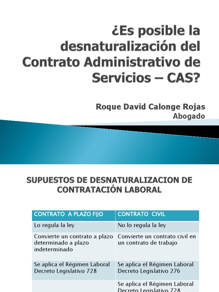 Desnaturalización Del Contrato Administrativo de Servicios | PDF | Derecho laboral | Regulación