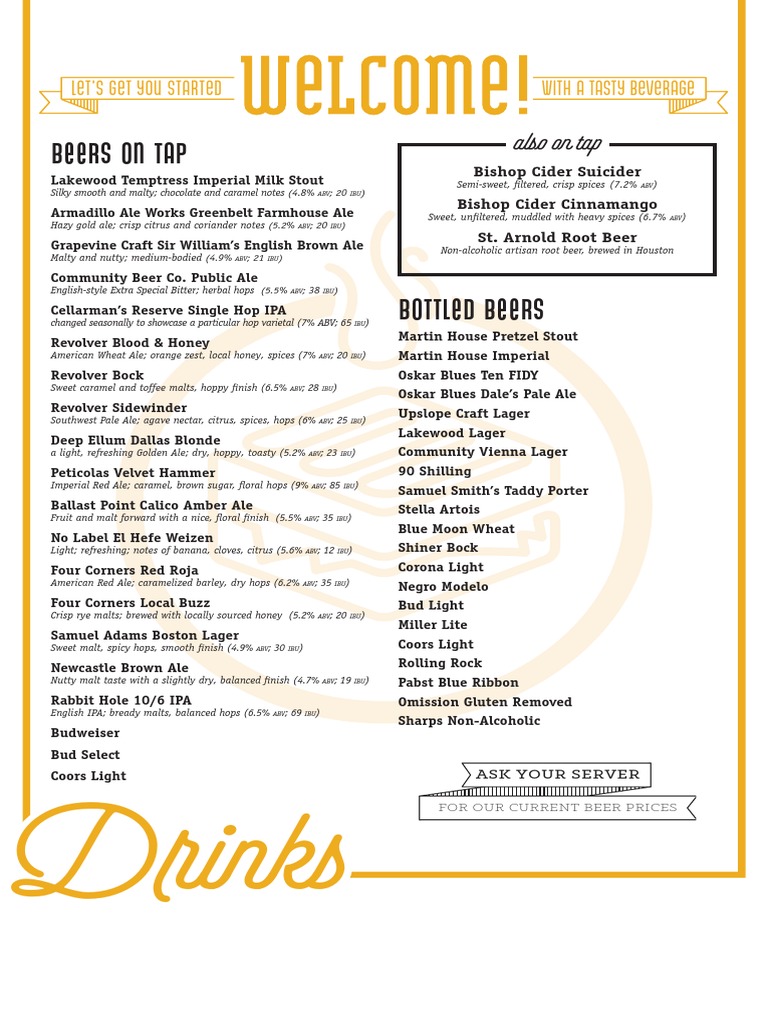 Dallas Grilled Cheese Co. Menu | PDF | Ale | Salad