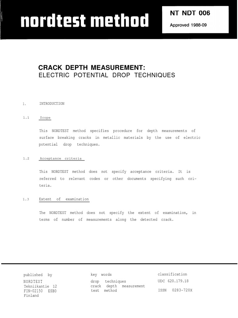 NT NDT 006 - Crack Depth Measurement - Electric Potential Drop ...