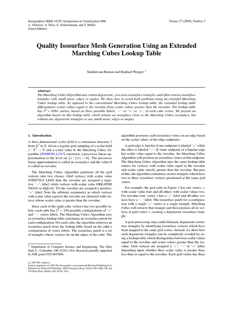 Quality Isosurface Mesh Generation Using An Extended Marching Cubes ...