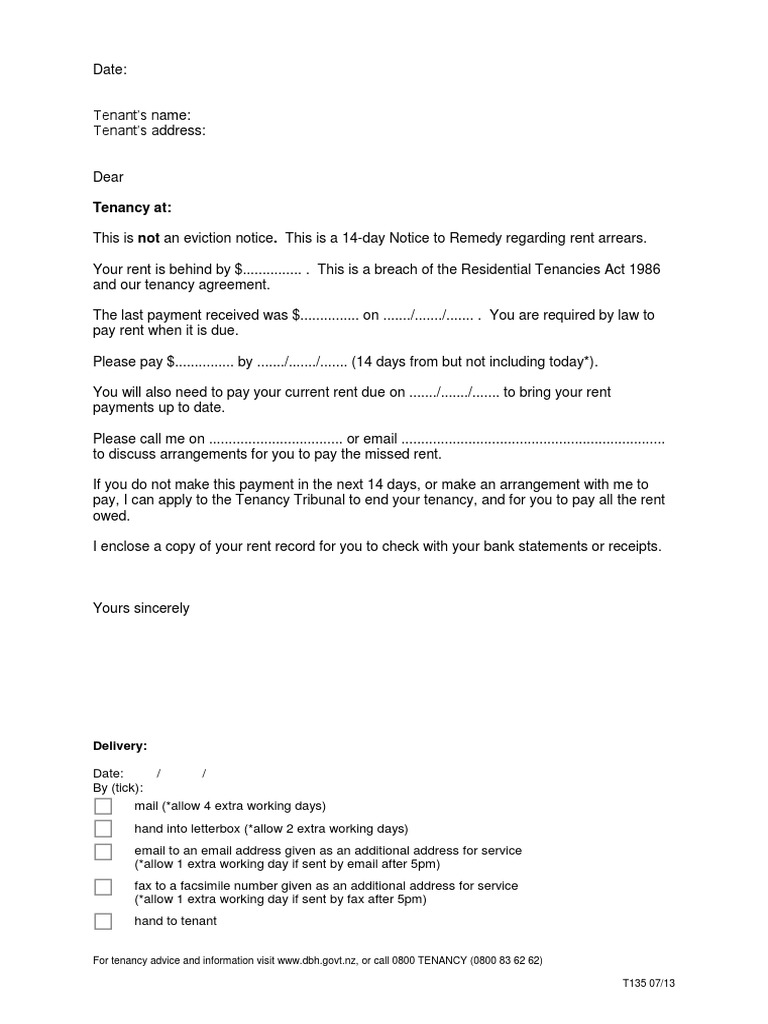 14 Days Notice of Rent Arrears | PDF