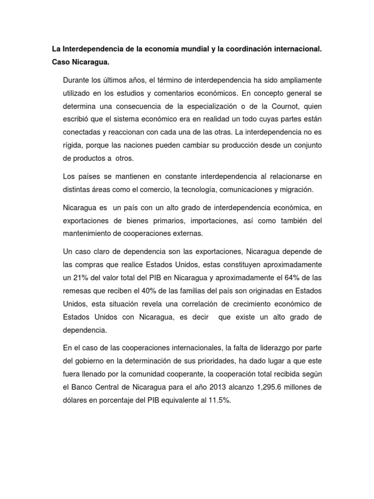 La Interdependencia | PDF | Finanzas y dinero | Política