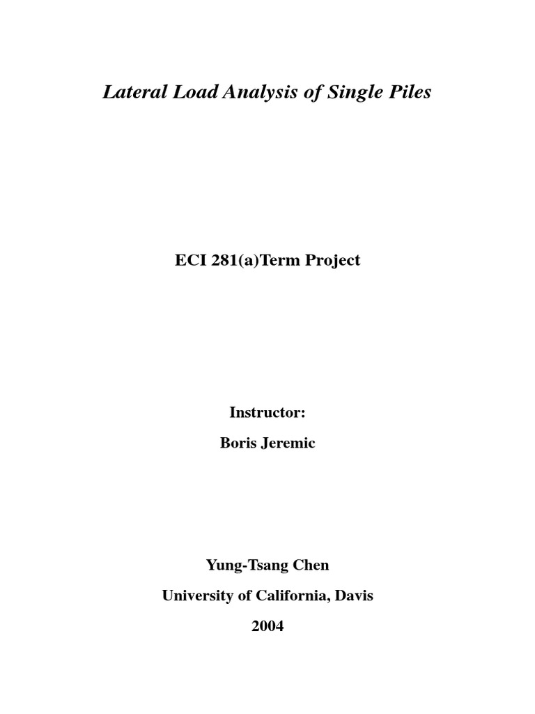 Lateral Load Analysis of Single Piles Using Simplified Methods | PDF ...