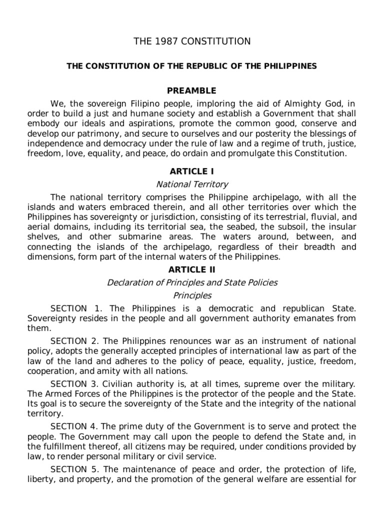 The 1987 Constitution: The Constitution of The Republic of The ...