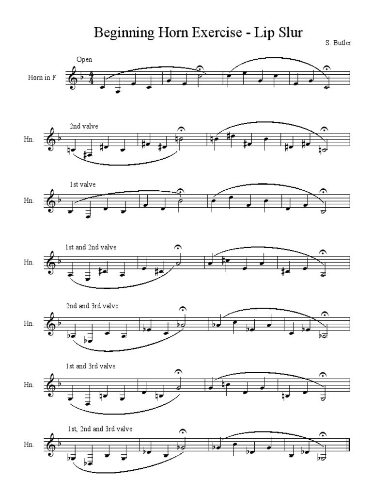 Beginning Horn Exercises Lip Slurs1 | PDF