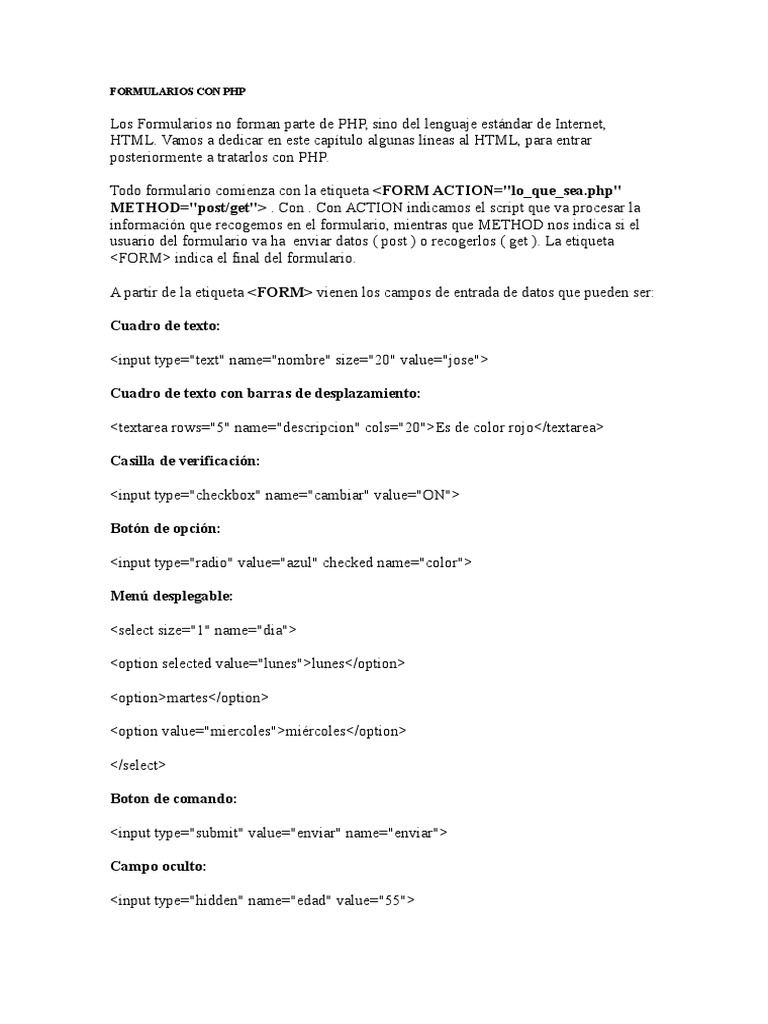 Formularios Con PHP | PDF