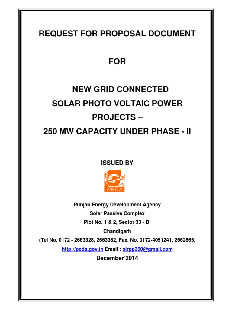 Request for Proposal for New Grid Connected Solar Photovoltaic Power ...