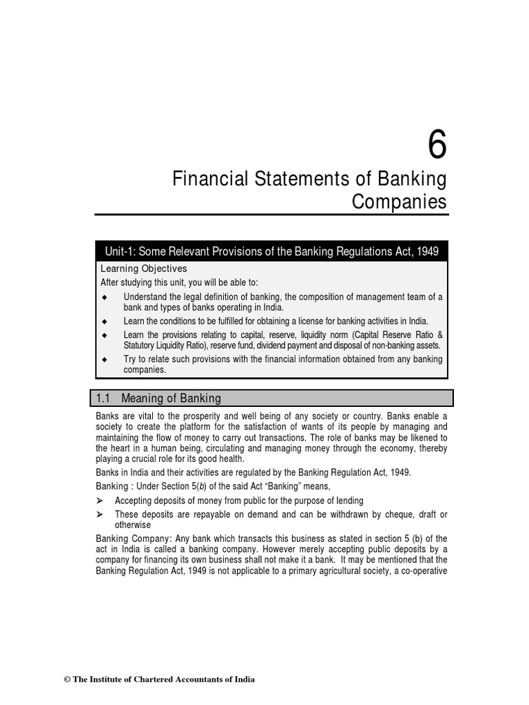 Financial Statements of Banking Companies | PDF