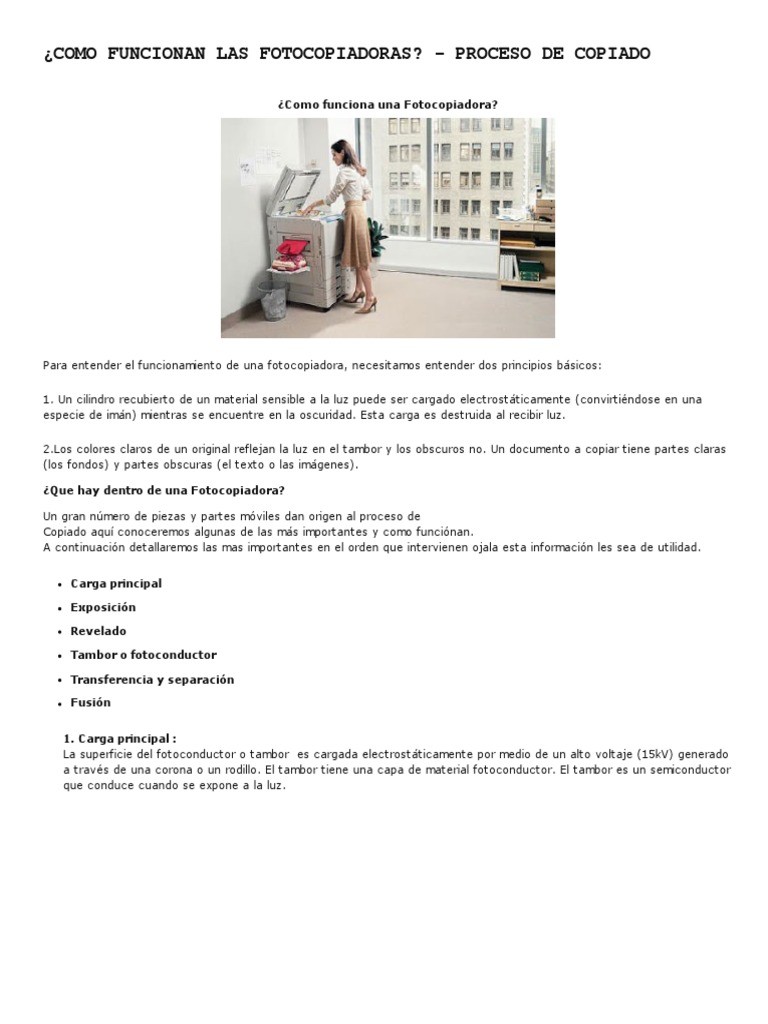 Como Funcionan Las Fotocopiadoras - Proceso de Copiado | Papel ...