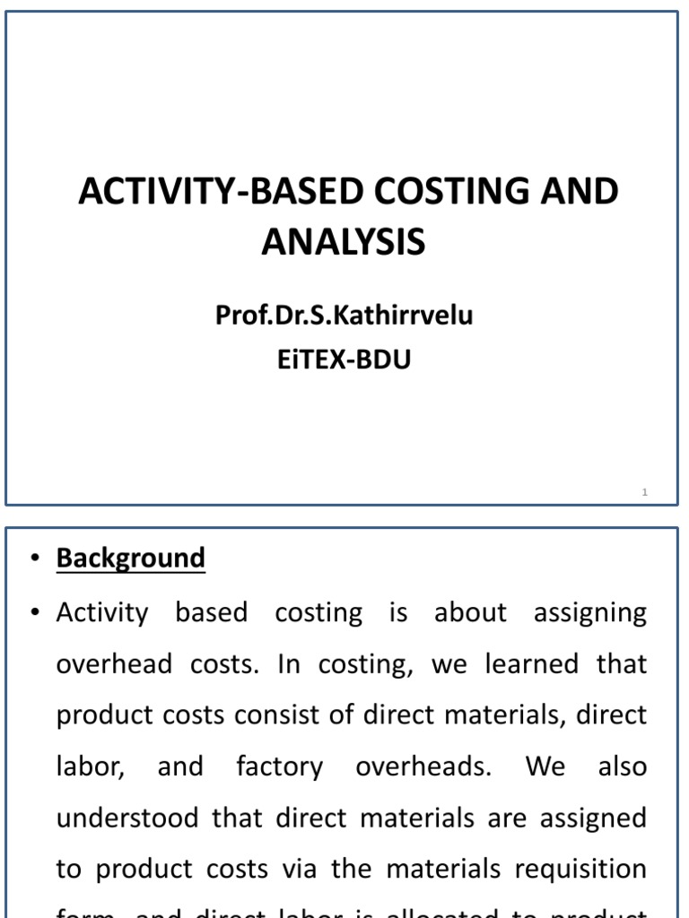 Activity Based Costing Pdf Business Business Economics