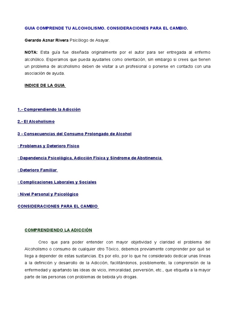 Guia Comprende Tu Alcoholismo | PDF | Despachador de drogas | La dependencia de sustancias