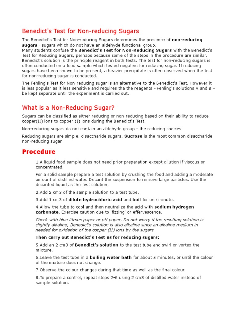 Benedict's Test for Non-reducing Sugars | Redox | Chemical Process ...